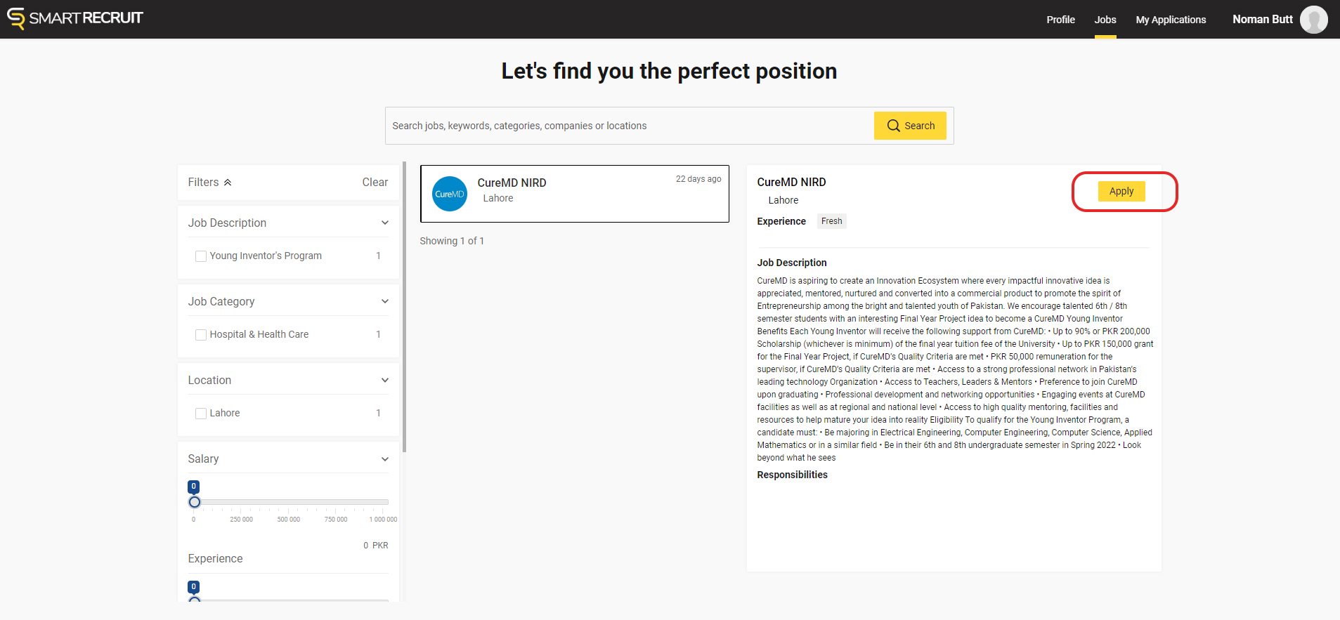 How to apply CureMD NIRD (National Inventors Recruitment Drive)